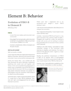 The Human Element® | FIRO® Theory for Interpersonal Relations